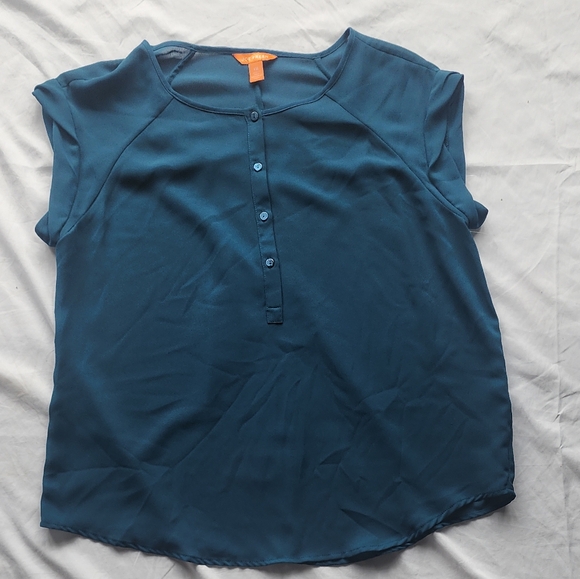 Joe Fresh | Tops | Joe Fresh Sheer Blouse Womens Large Teal Blue ...